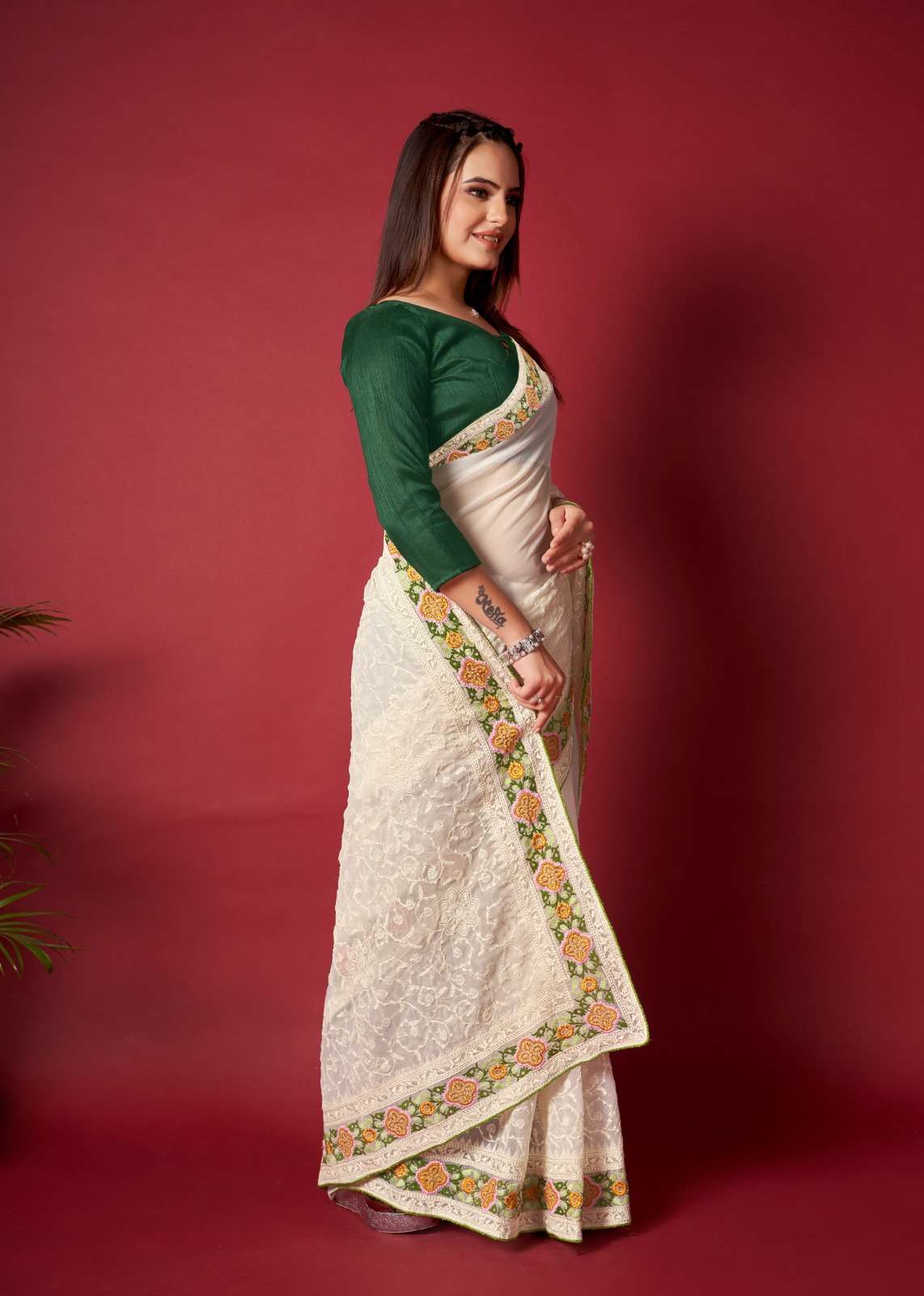 Shree Trends Rasmalai Georgette With Embroidery Work Designer Saree