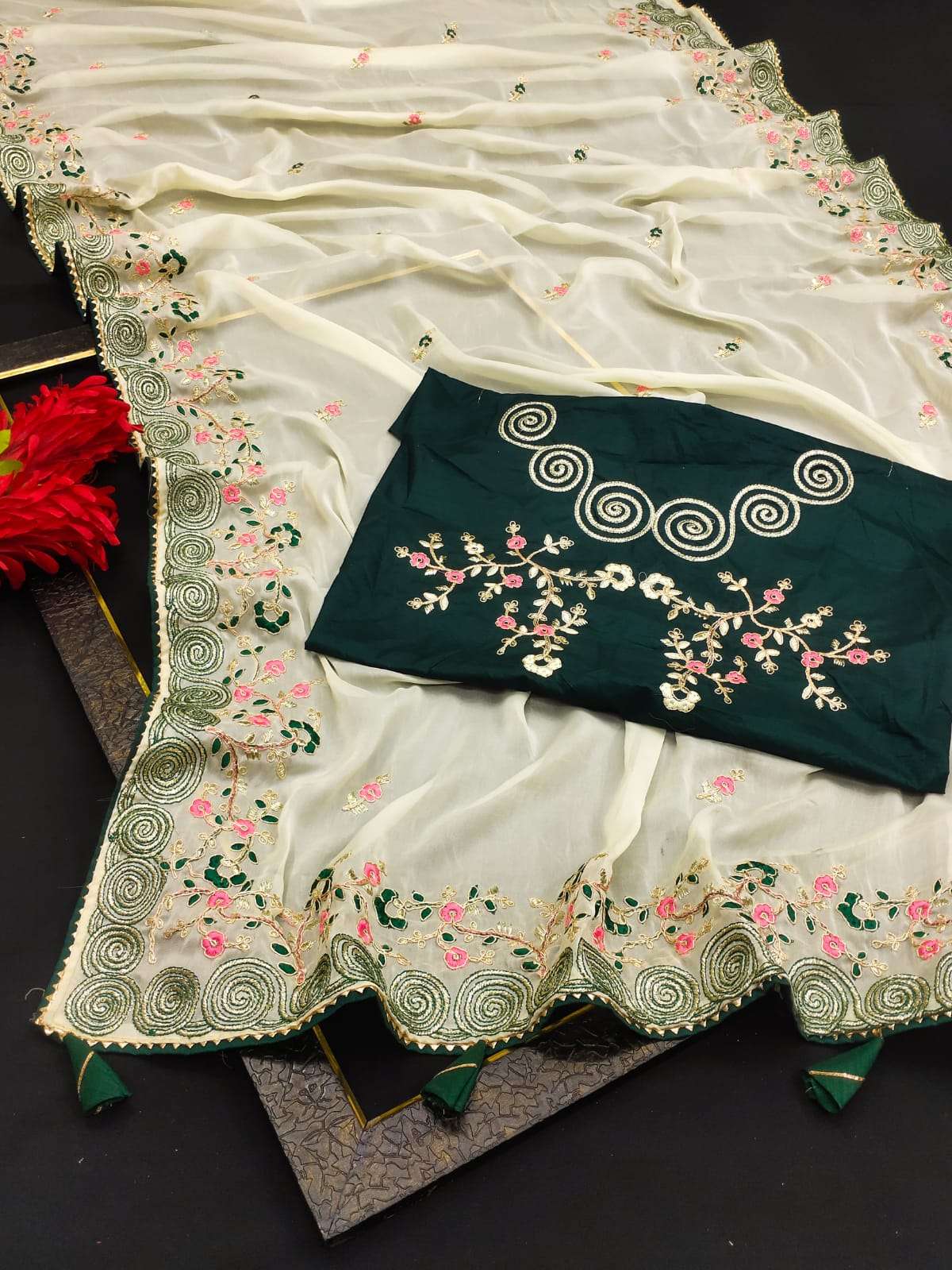 Butter Silk With Thread Work Saree Collection