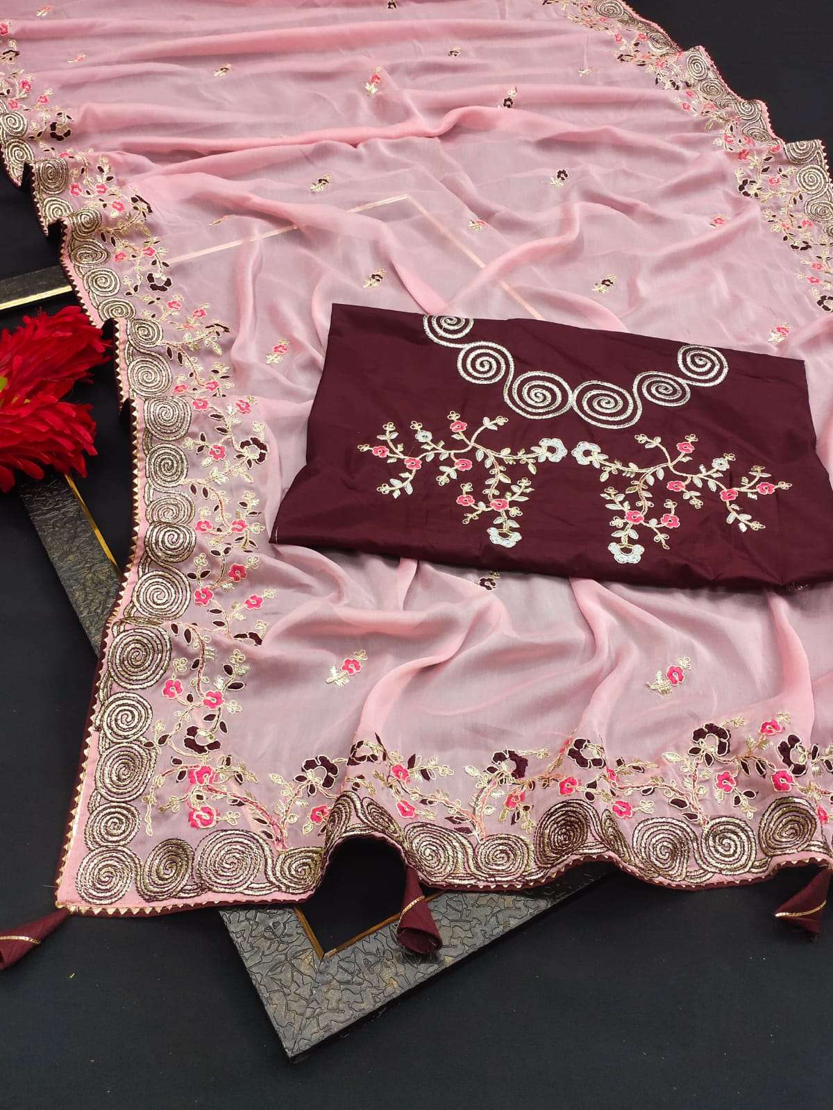 Butter Silk With Thread Work Saree Collection