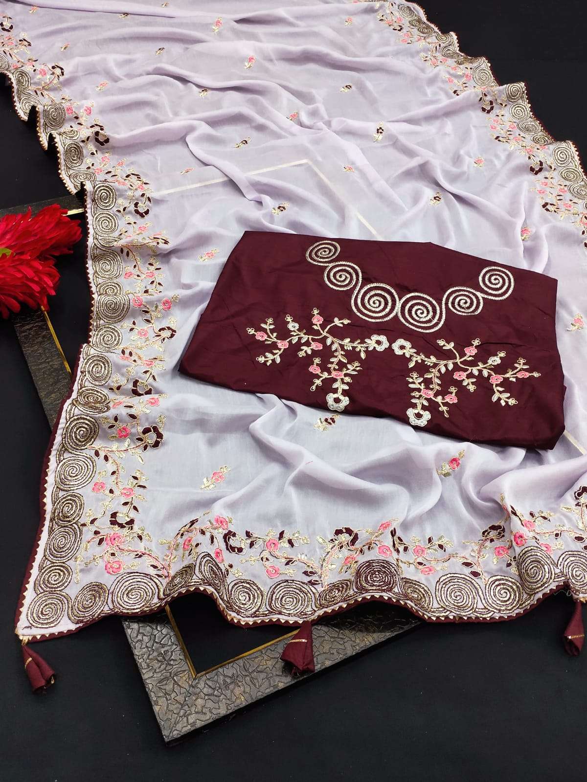 Butter Silk With Thread Work Saree Collection