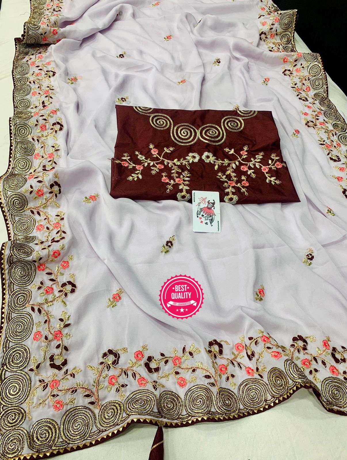 Butter Silk With Thread Embrodiery Work Saree Collection