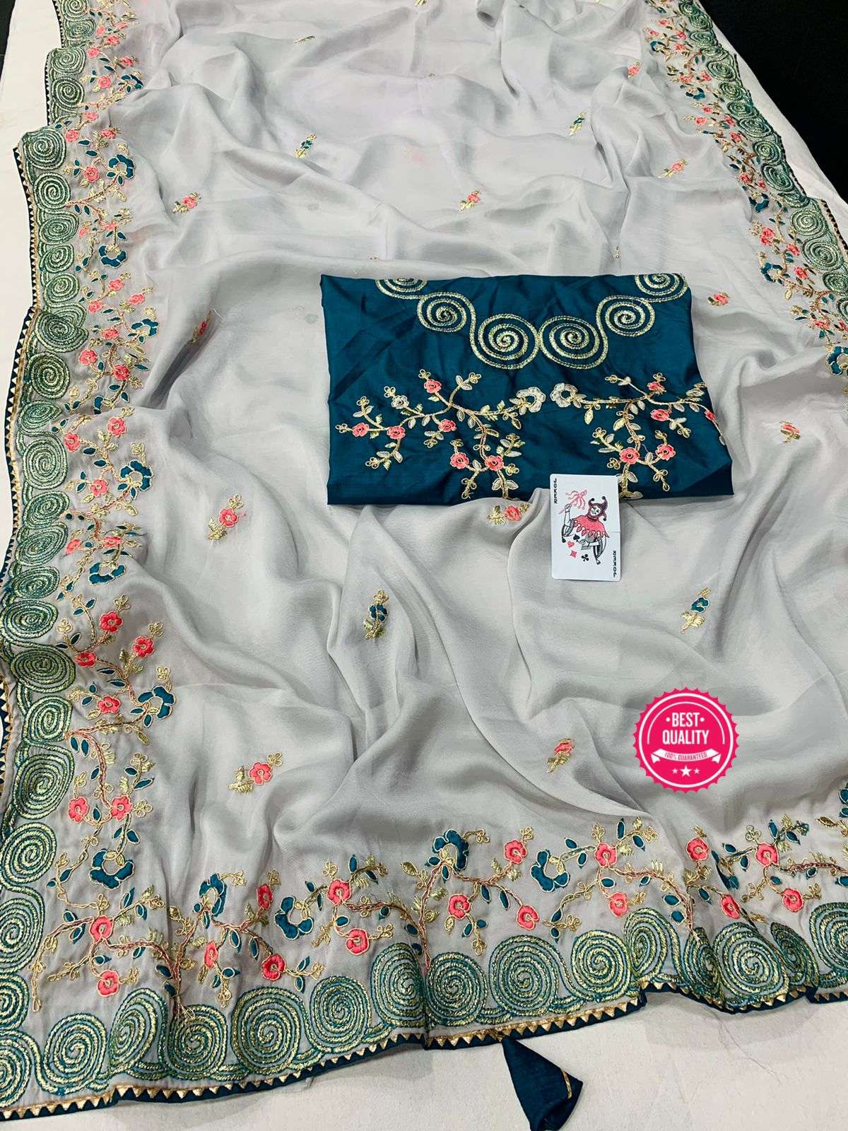 Butter Silk With Thread Embrodiery Work Saree Collection