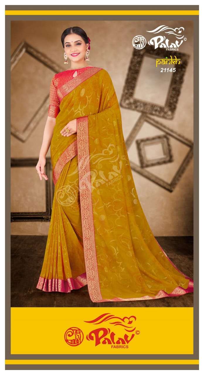 Palav Fabrics Pankh Fancy Designer Party Wear Saree Collection