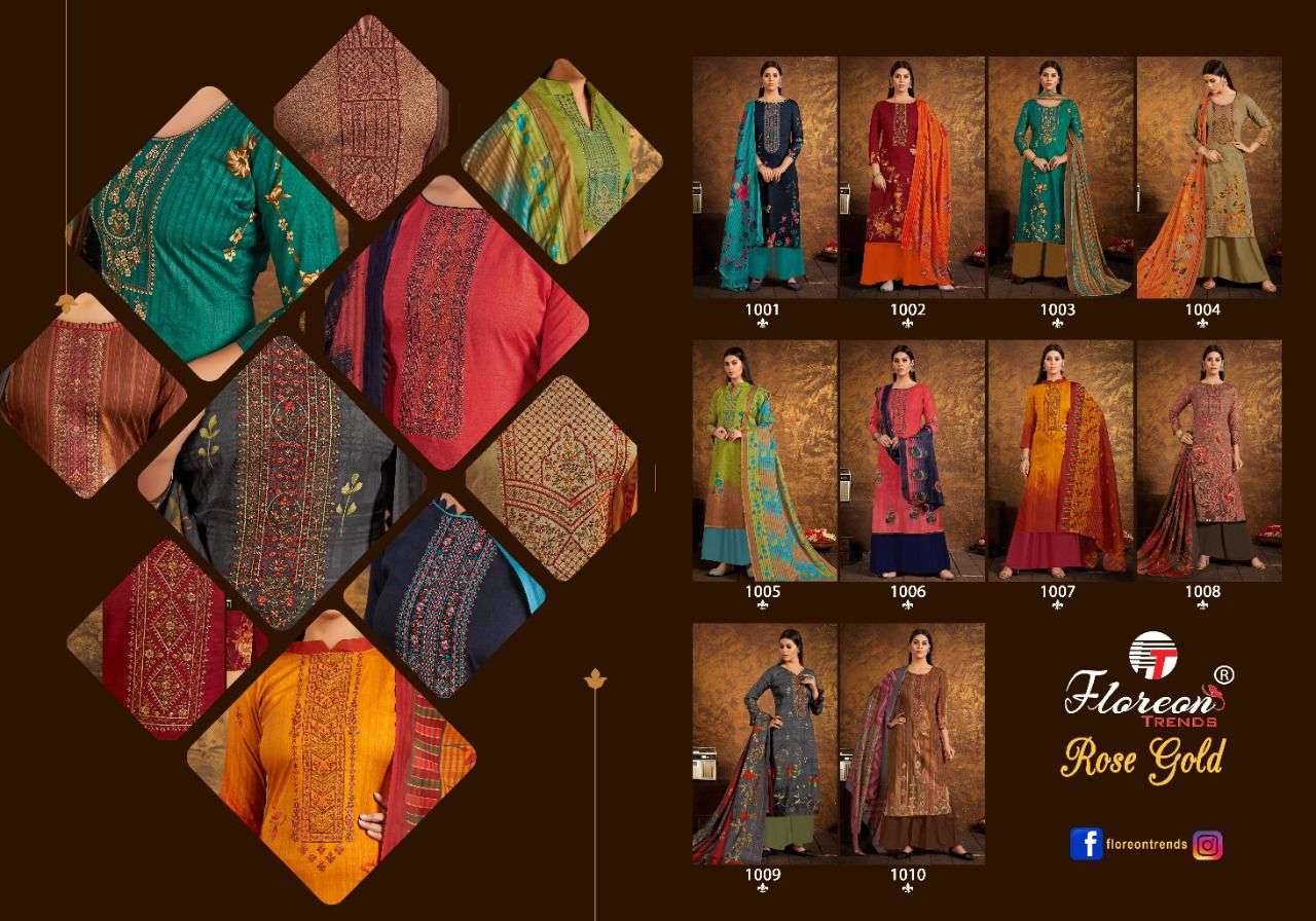 Floreon Rose Gold Cambric Cotton With Embroidery Work Salwar Kameez ...