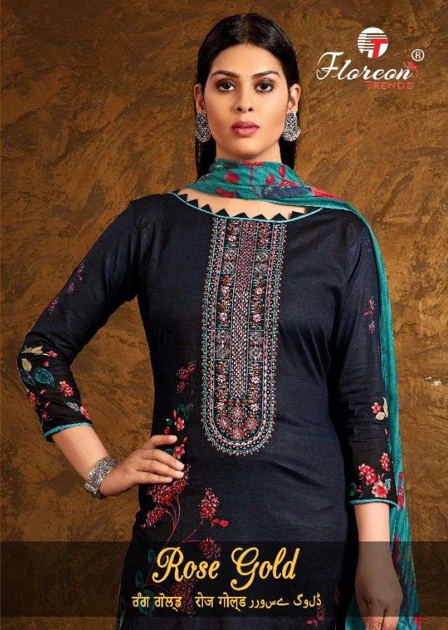 Floreon Rose Gold Cambric Cotton With Embroidery Work Salwar Kameez ...