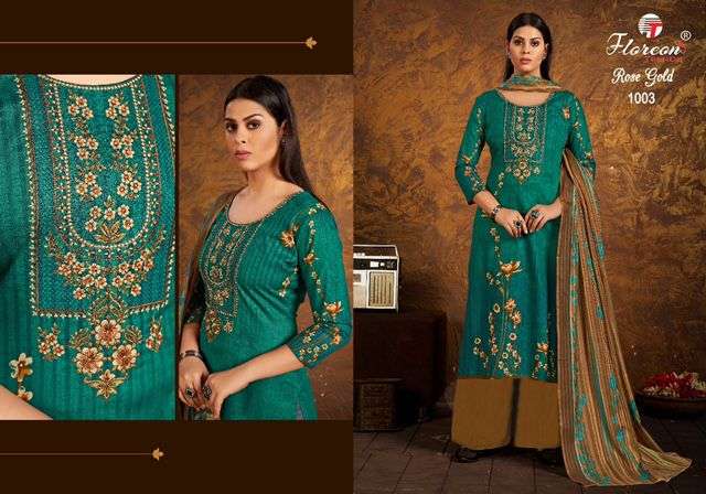 Floreon Rose Gold Cambric Cotton With Embroidery Work Salwar Kameez ...