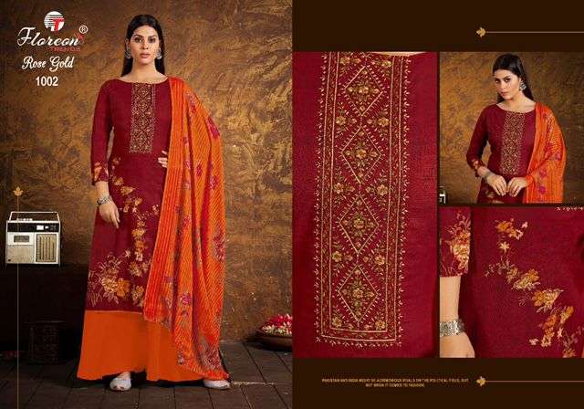 Floreon Rose Gold Cambric Cotton With Embroidery Work Salwar Kameez ...