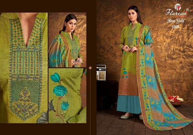 Floreon Rose Gold Cambric Cotton With Embroidery Work Salwar Kameez ...