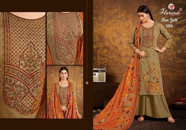 Floreon Rose Gold Cambric Cotton With Embroidery Work Salwar Kameez ...
