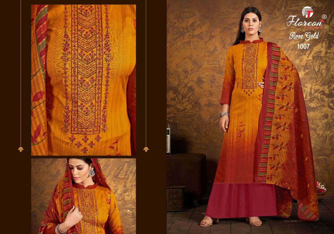 Floreon Rose Gold Cambric Cotton With Embroidery Work Salwar Kameez ...