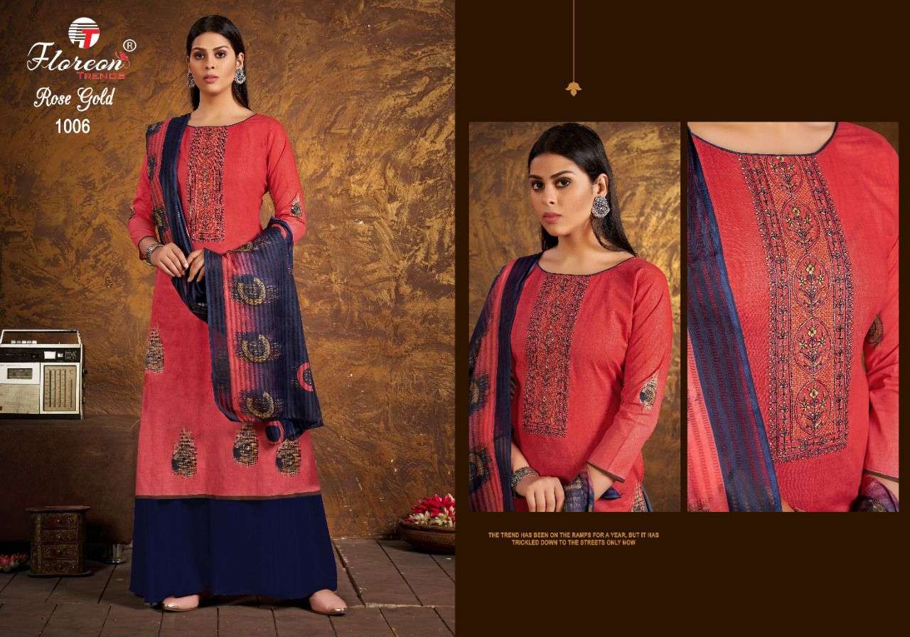 Floreon Rose Gold Cambric Cotton With Embroidery Work Salwar Kameez ...