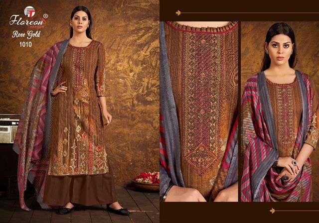 Floreon Rose Gold Cambric Cotton With Embroidery Work Salwar Kameez ...