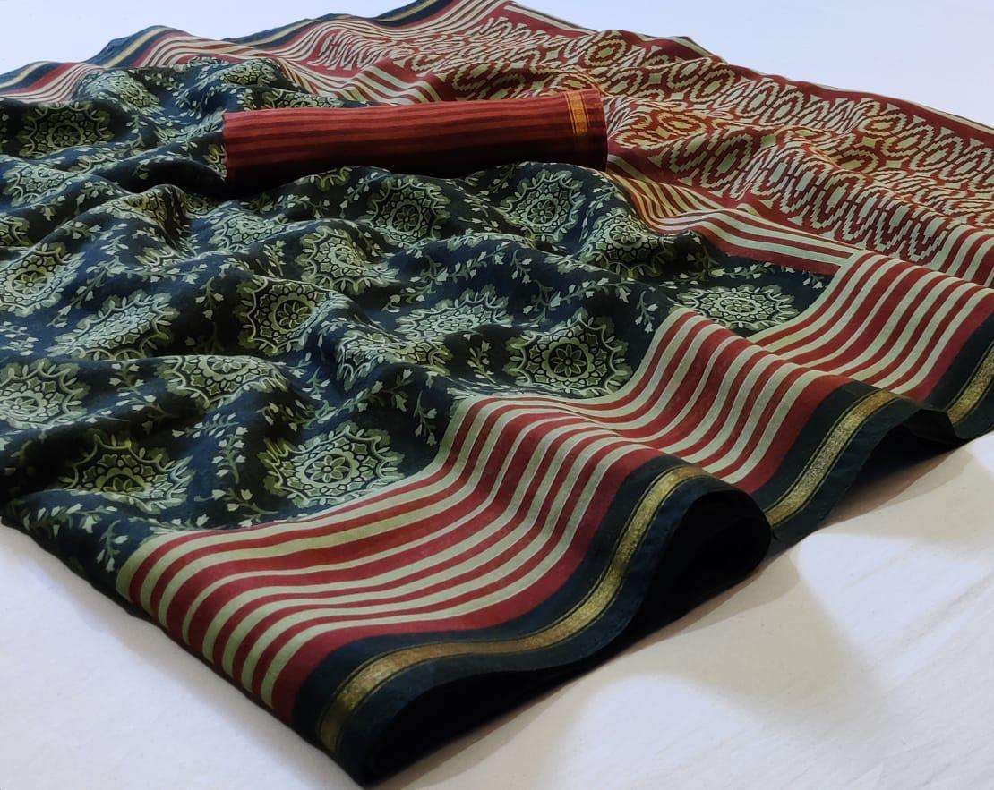 Vrushank Linen With Digital Print Saree Collection