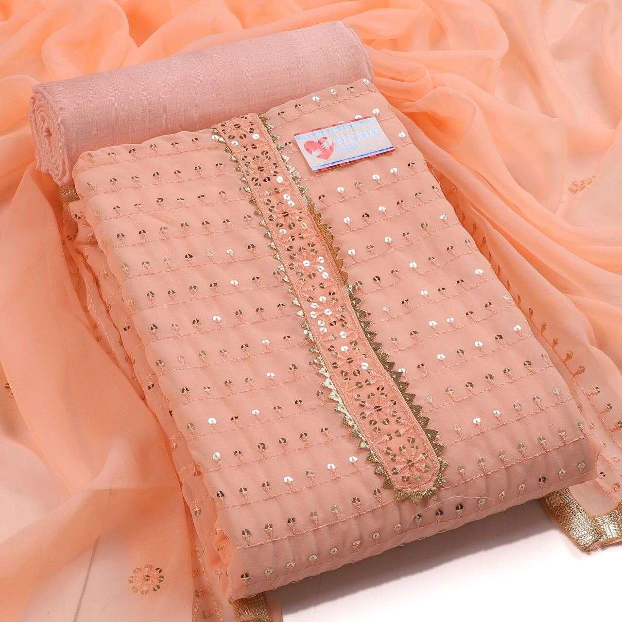 24 Carat 99 Faux Georgette With Embroidery Work Semi Stich Suit Collection