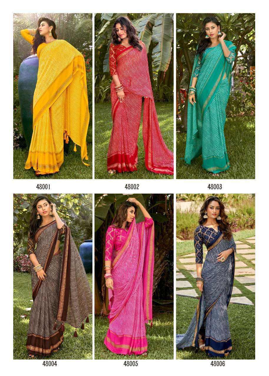 Lt Fabrics Kashvi Creation Divyam Moss With Bandhani Print Saree Collection