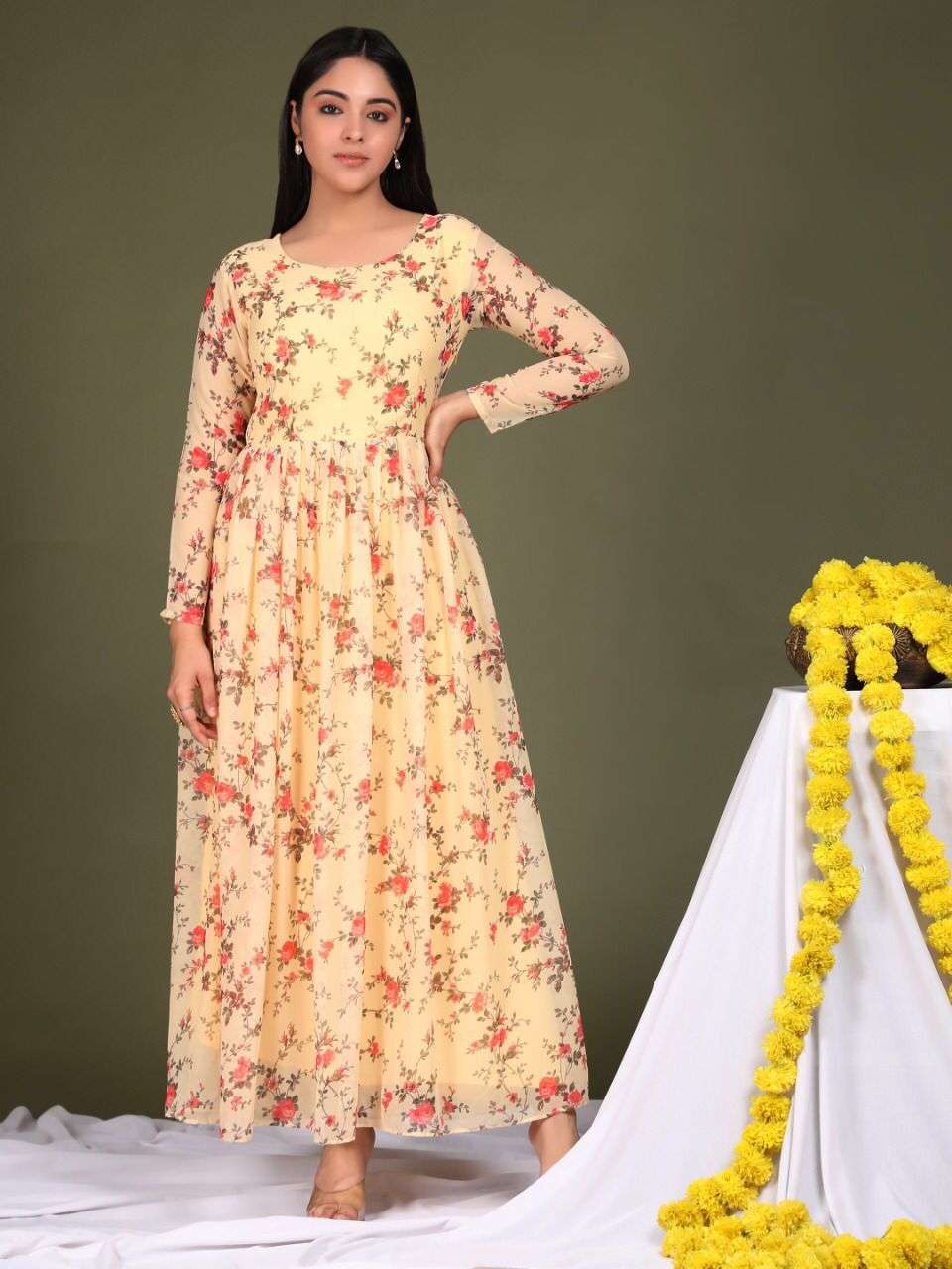 Georgette With Digital Print Fancy Kurti Collection at wholesale rate