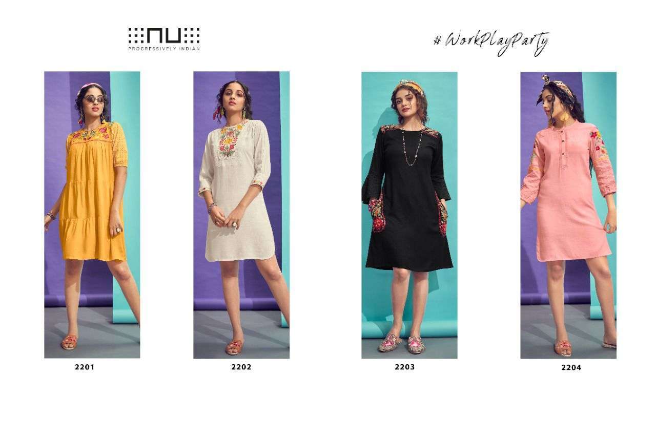 Nu VOl 22 Rayon With fancy Hand work Tunics Collection
