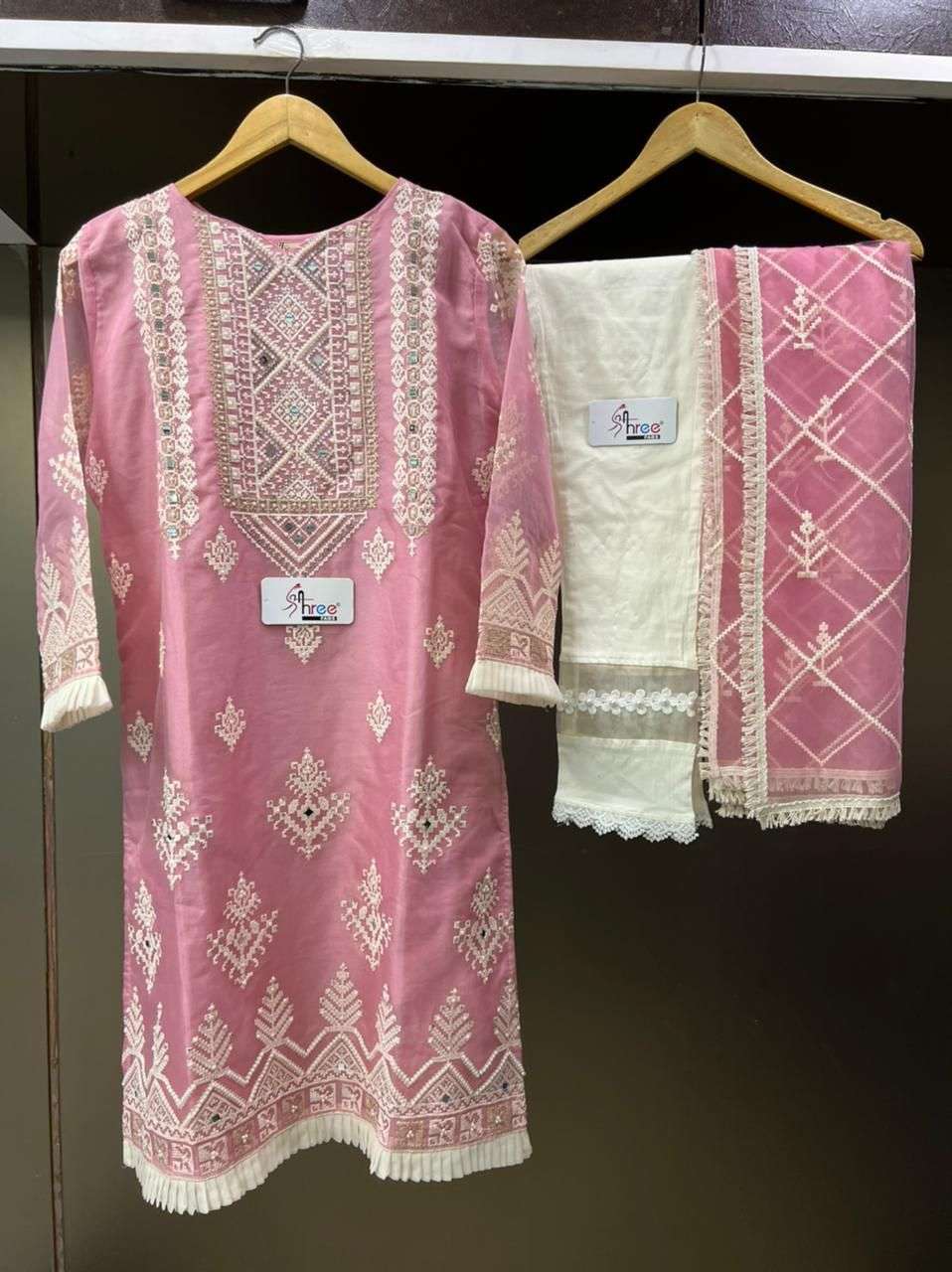 Shree Fabs Pink Rubby Organza With Fancy Readymade Pakistani Salwar ...