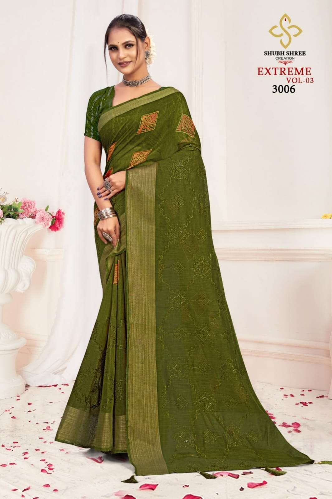 Shubh Shree Creation Extreme Vol 3 Cotton with fancy Party Wear Saree ...