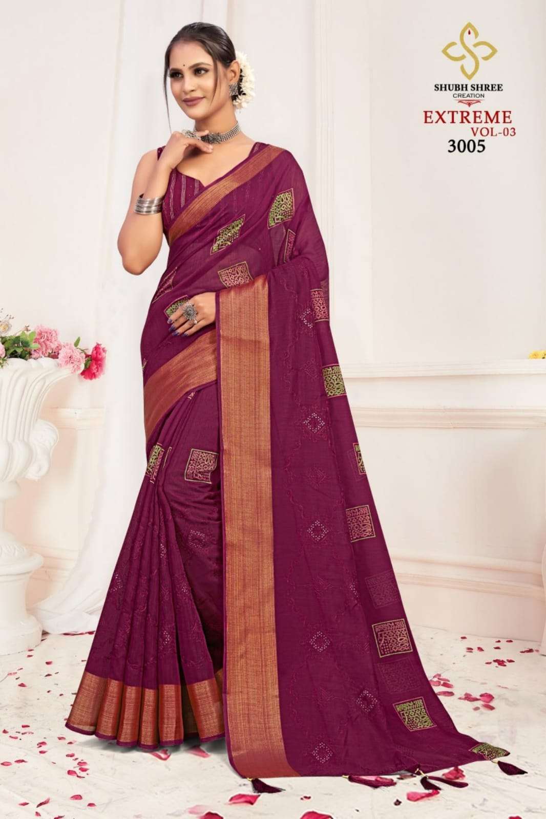 Shubh Shree Creation Extreme Vol 3 Cotton with fancy Party Wear Saree ...