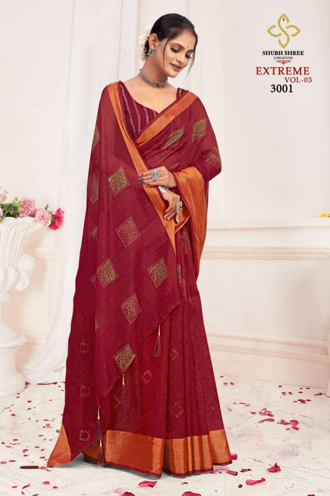 Shubh Shree Creation Extreme Vol 3 Cotton with fancy Party Wear Saree ...