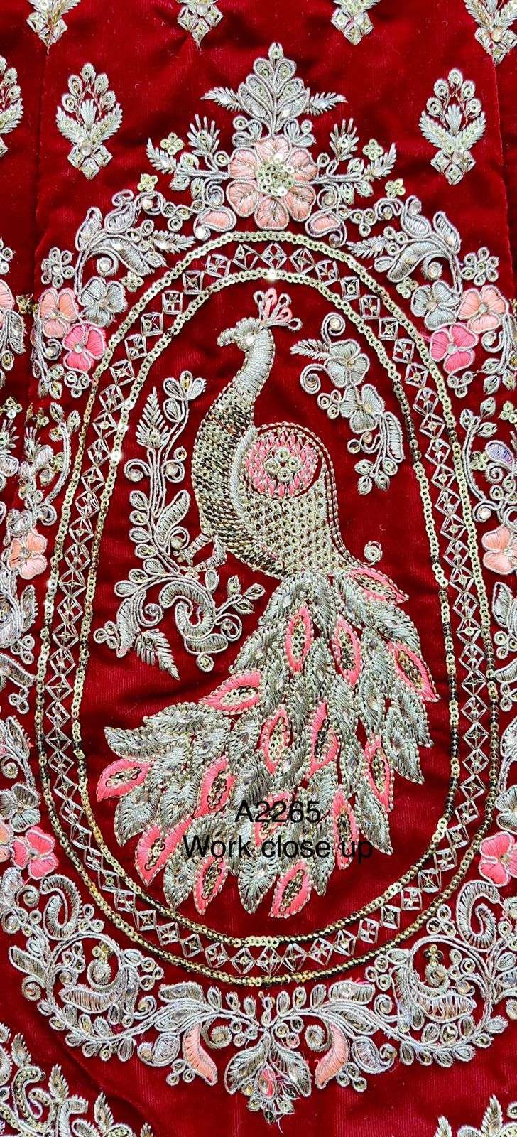 Velvet with Dori Embroidery work Peacock Designer Bridal Wear Lehenga ...