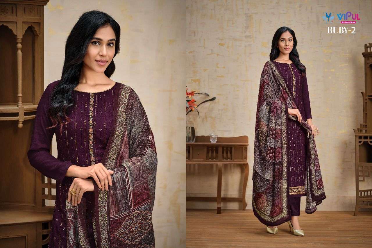 Vipul Fashion Ruby VOl 2 Chinon With Fancy Work Salwar Kameez collection