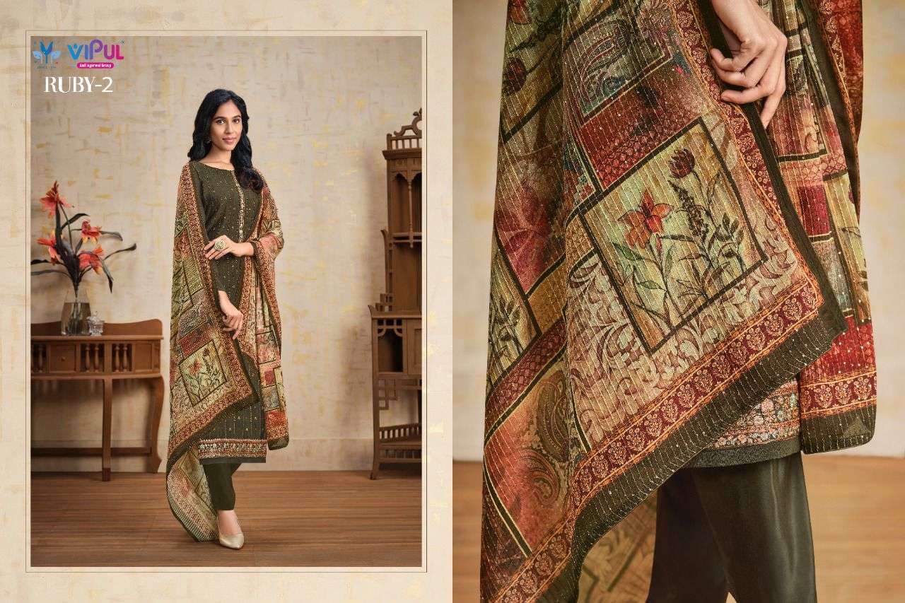 Vipul Fashion Ruby VOl 2 Chinon With Fancy Work Salwar Kameez collection