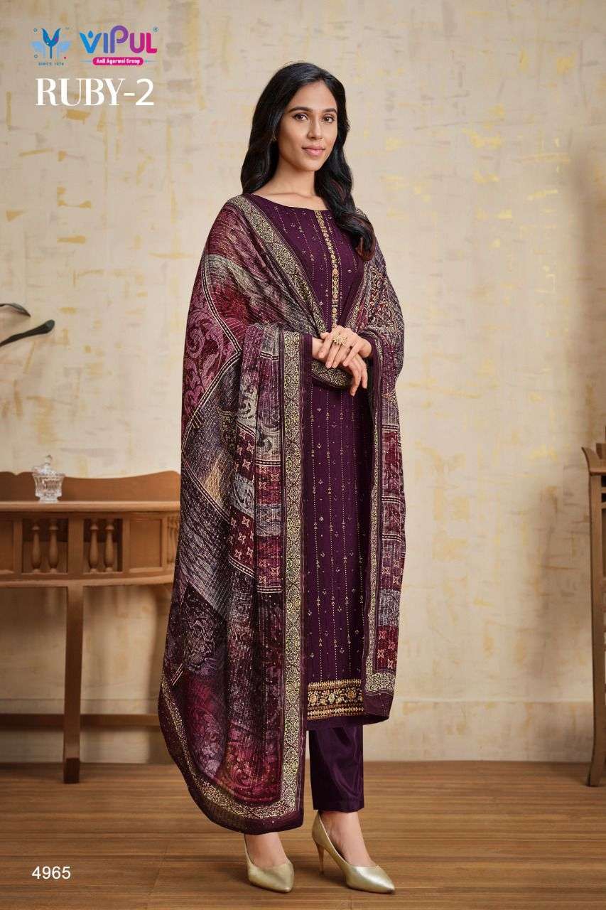 Vipul Fashion Ruby VOl 2 Chinon With Fancy Work Salwar Kameez collection