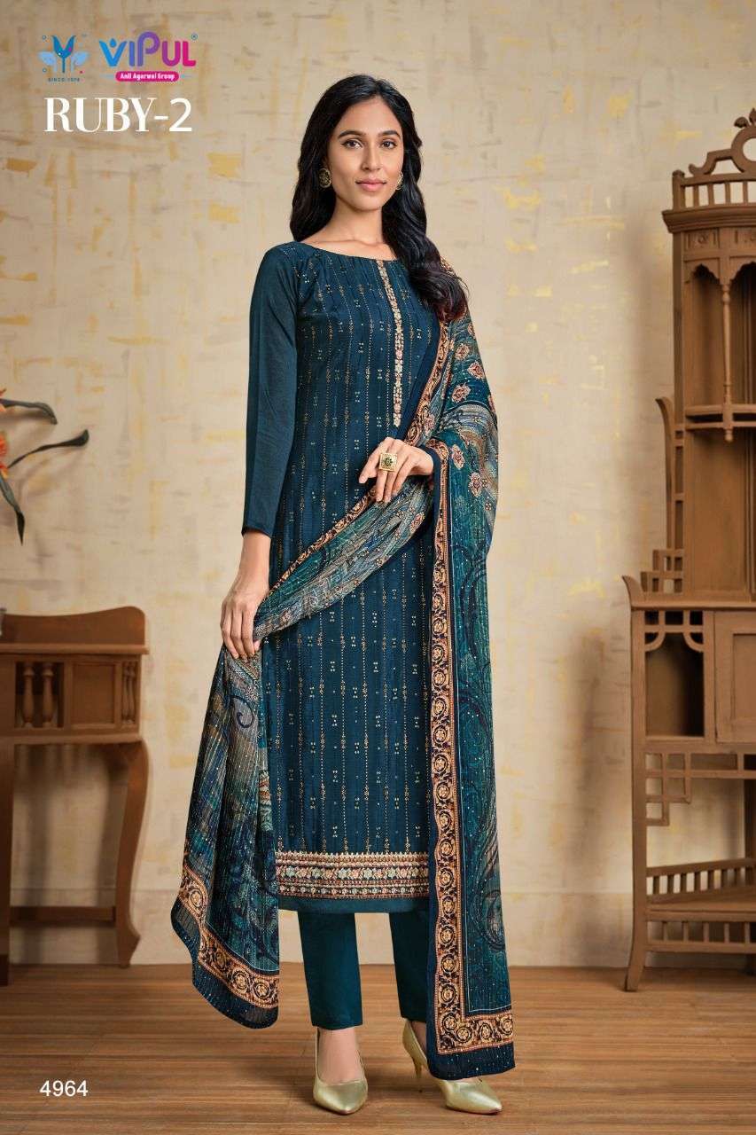 Vipul Fashion Ruby VOl 2 Chinon With Fancy Work Salwar Kameez collection