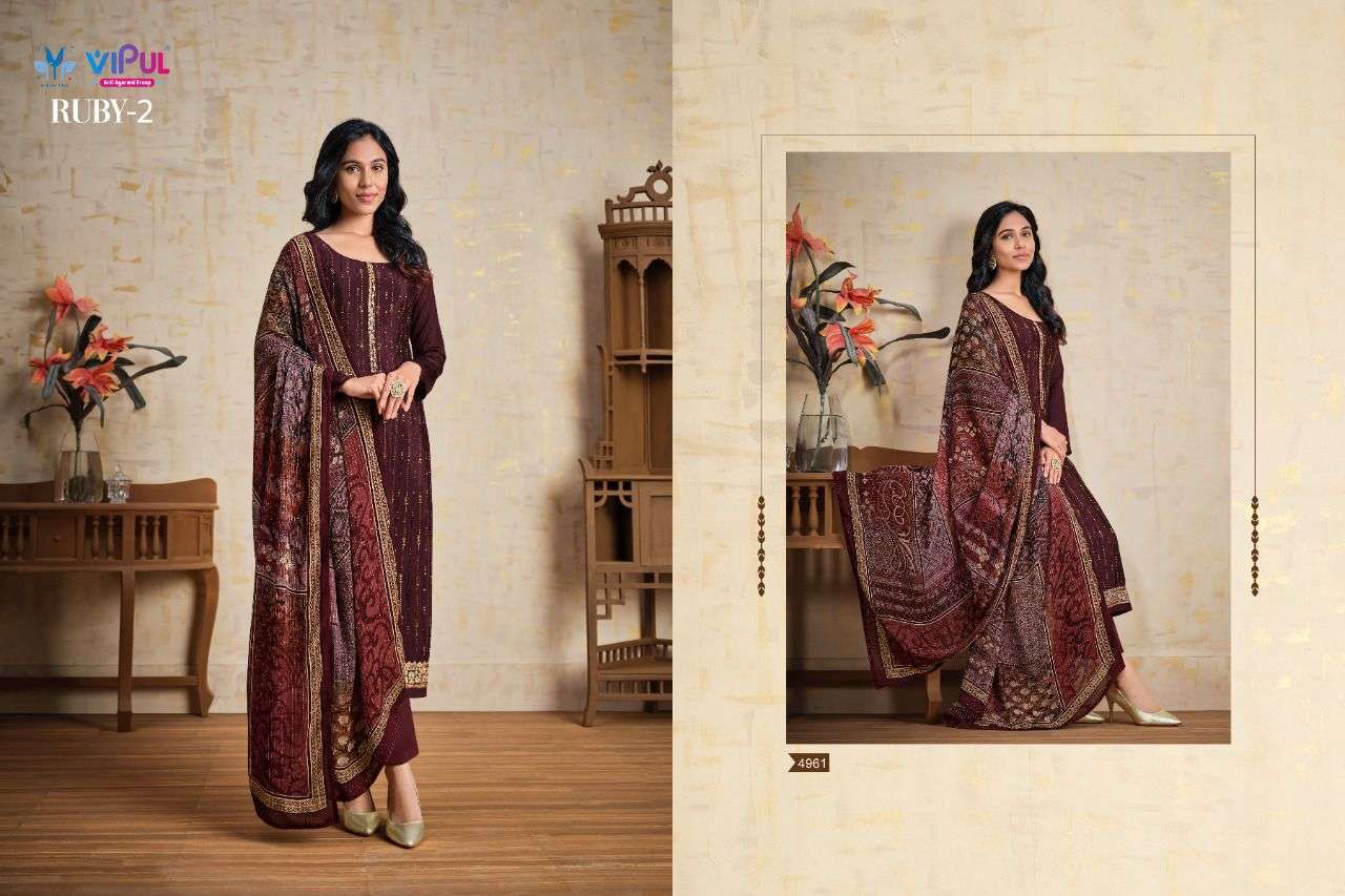 Vipul Fashion Ruby VOl 2 Chinon With Fancy Work Salwar Kameez collection