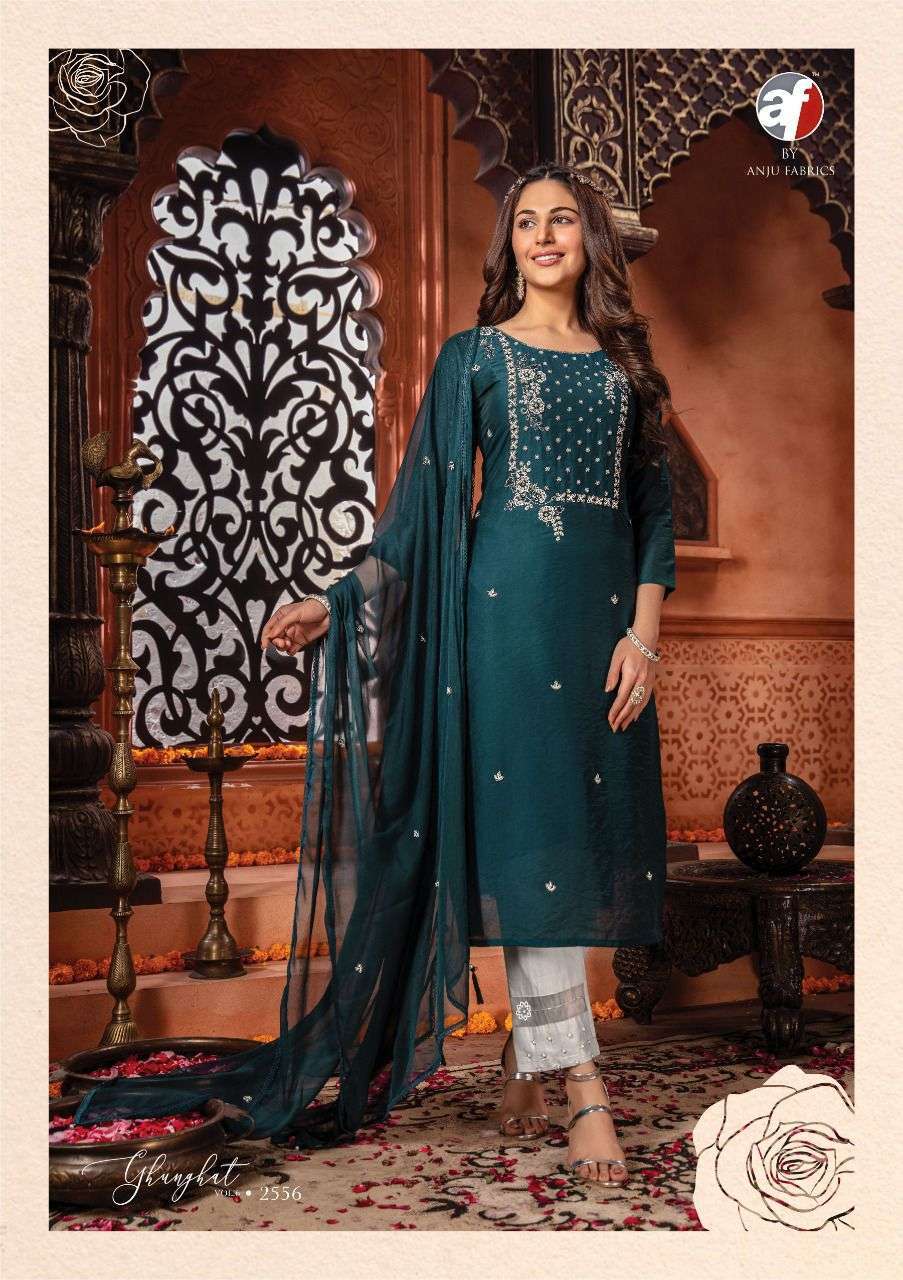 Anju Fabrics Ghunghat Vol 6 Viscose Silk with hand work Readymade Suits ...