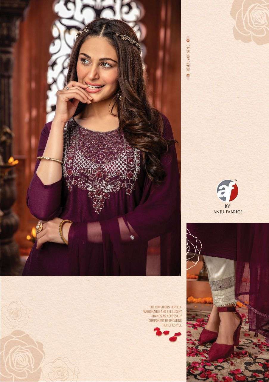 Anju Fabrics Ghunghat Vol 6 Viscose Silk with hand work Readymade Suits ...