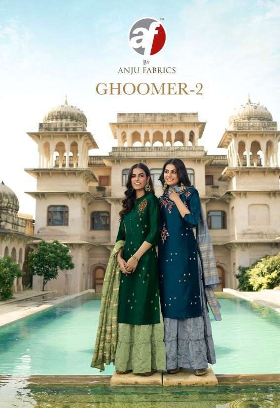 Anju fabrics Ghoomer vol 2 Viscose Silk with fancy Work Festival wear ...