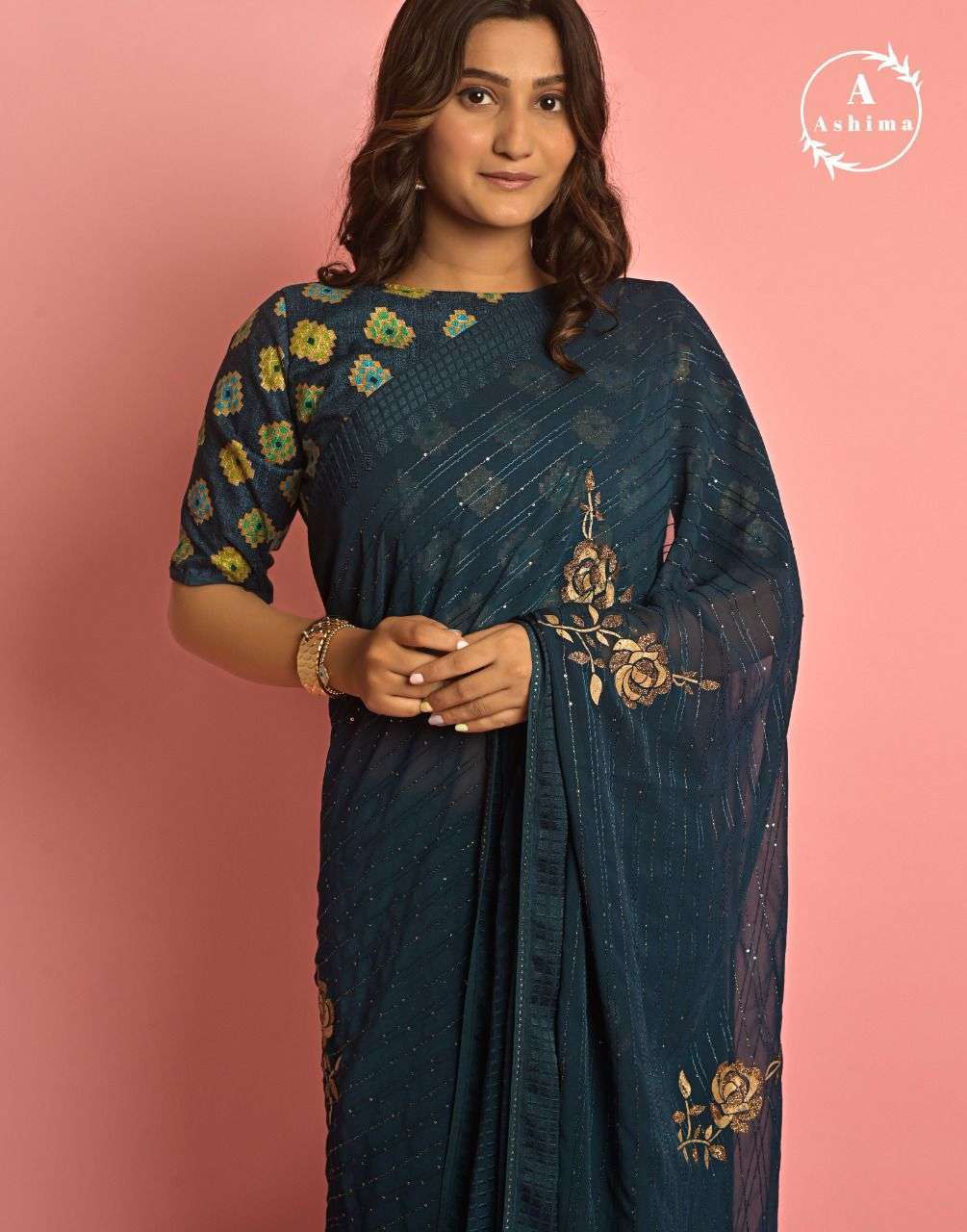 Ashima Rihanaaa Dark Georgette With fancy Saree collection at wholesale ...