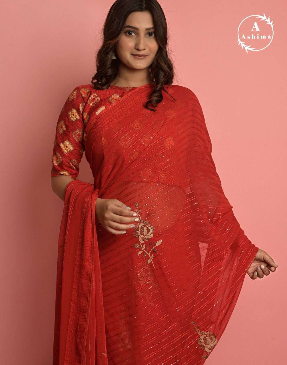 Ashima Rihanaaa Dark Georgette With fancy Saree collection at wholesale ...