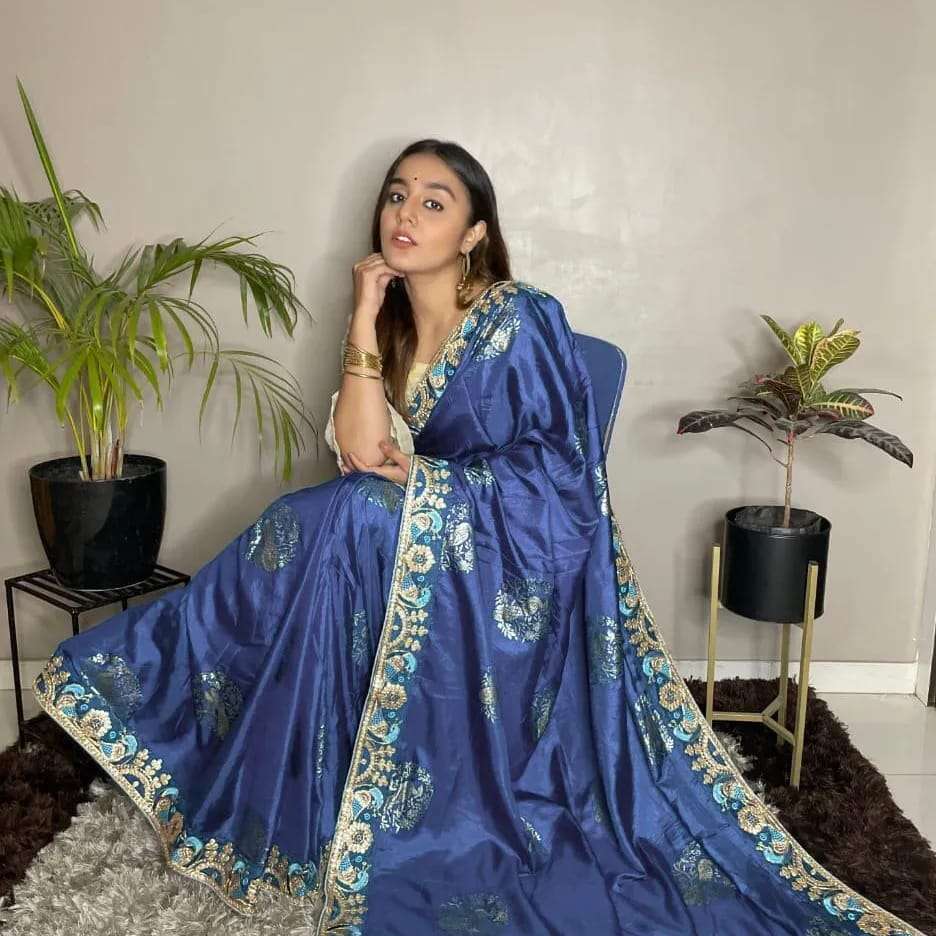 Dola Silk with Fancy Gota Patti Work Border Saree Collection at ...