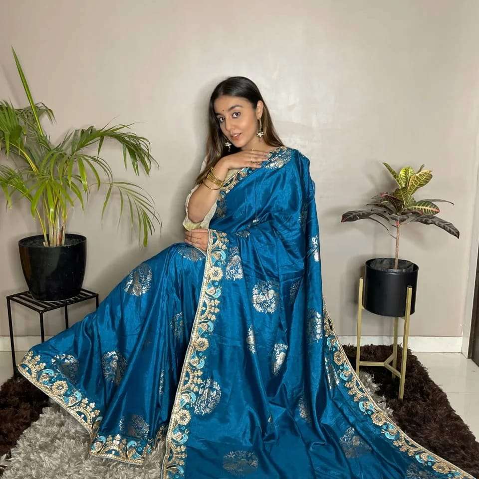 Dola Silk with Fancy Gota Patti Work Border Saree Collection at ...