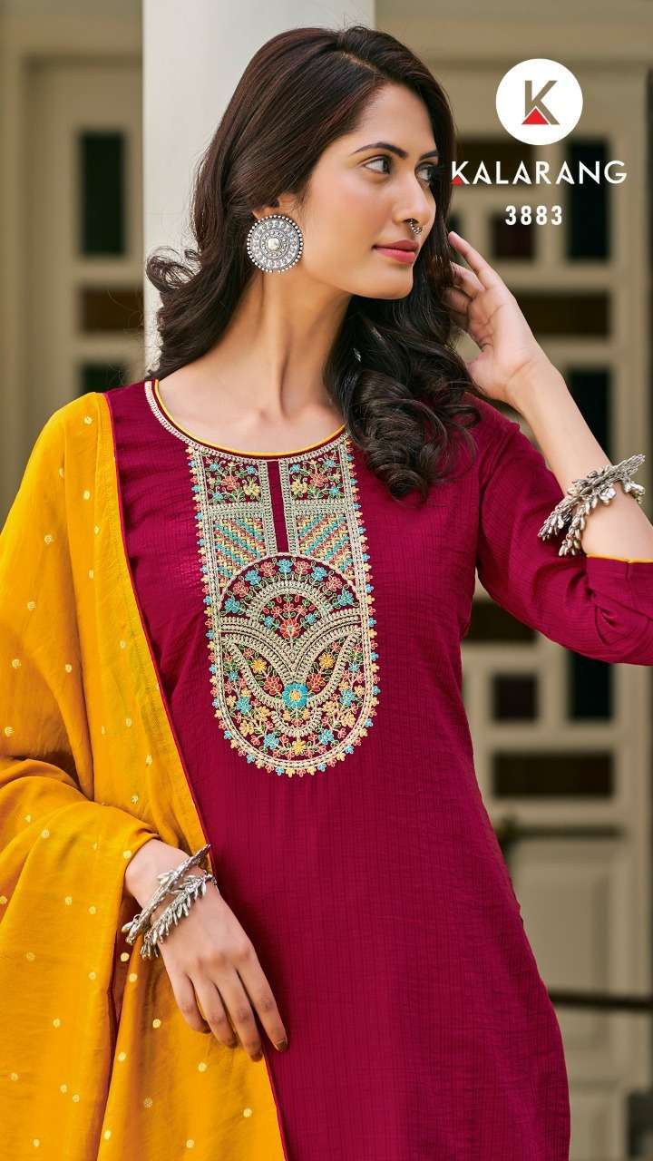 Kessi fabrics Kalarang Zilmil SIlk with Handwork Dress Material ...