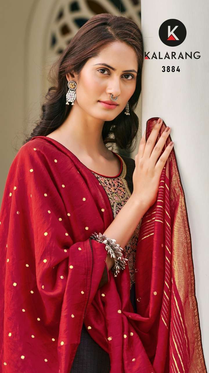 Kessi fabrics Kalarang Zilmil SIlk with Handwork Dress Material ...