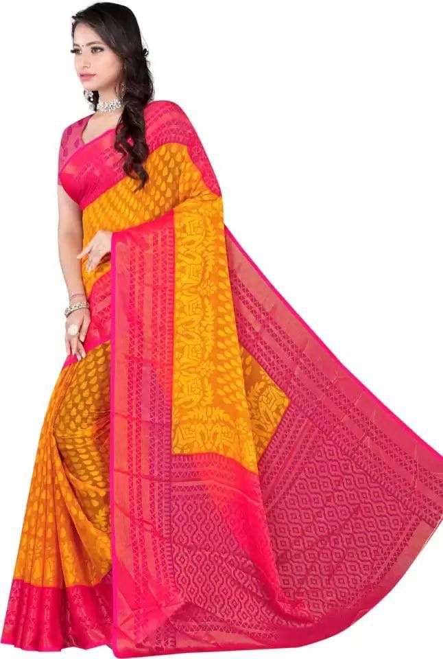 Rayon Silk With Brasso Print Regular wear saree collection at wholesale ...