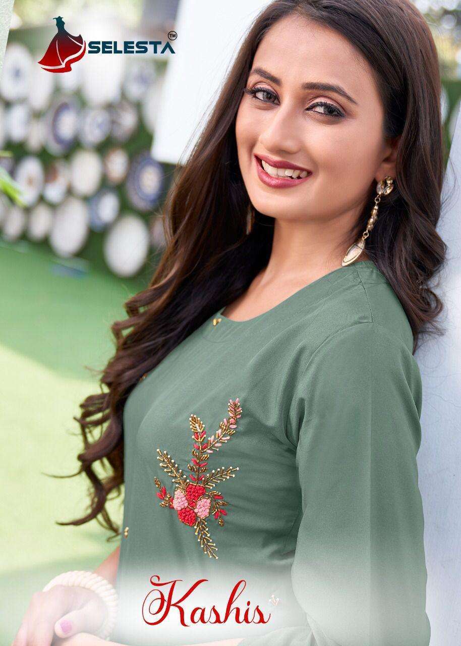 Selesta Kashis Royal Crepe With han Work Fancy Kurti Collection At ...