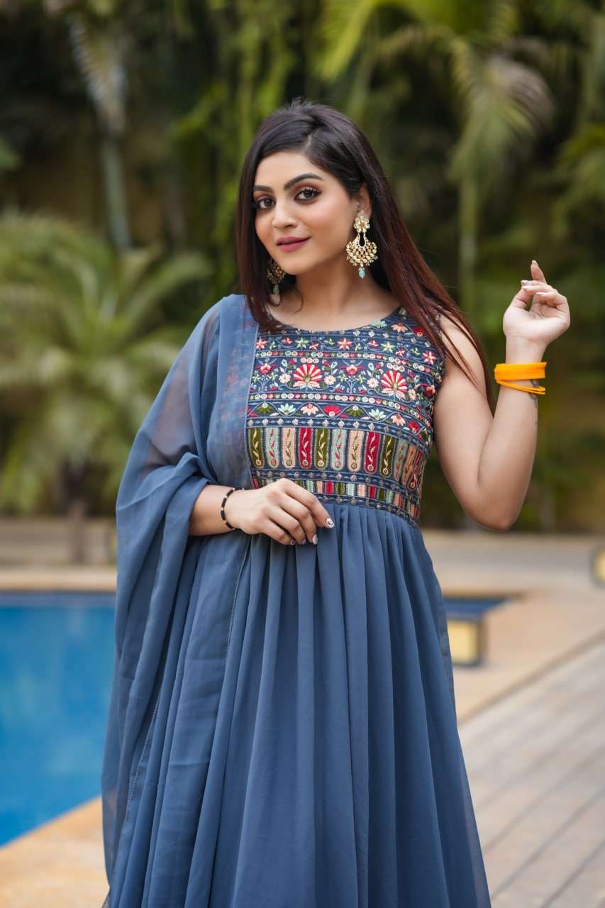 Twinkle Patel Georgette With Embroidery work Full fair Gown Collection ...