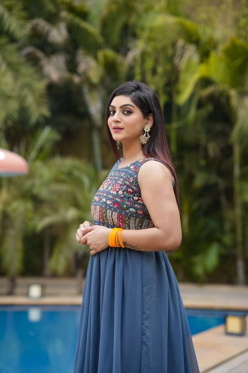 Twinkle Patel Georgette With Embroidery work Full fair Gown Collection ...