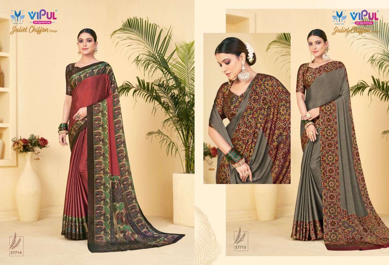Vipul Fashion Juliet Chiffon With Fancy Print Regular Wear Saree ...