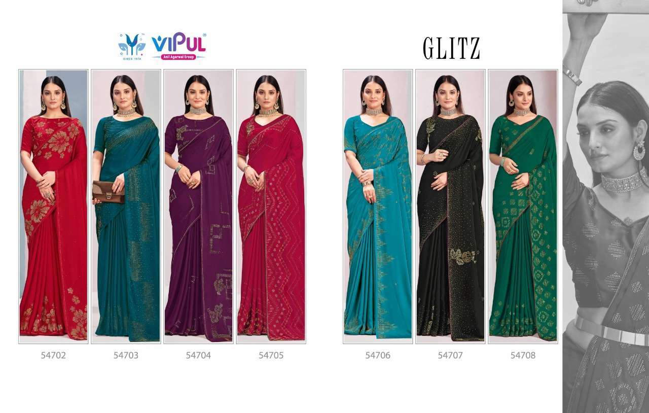 Vipul fashion Glitz Satin With Fancy Designer Party Wear Saree ...