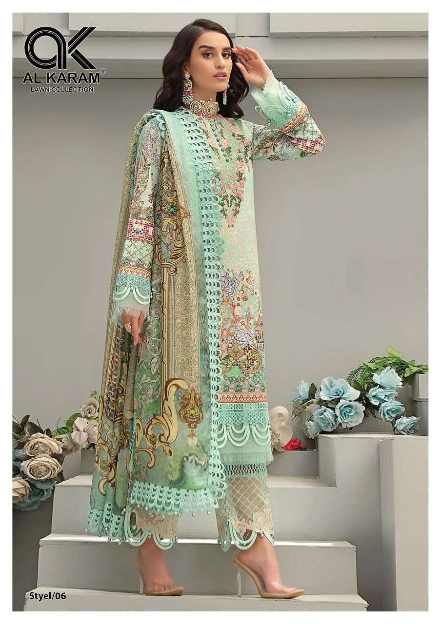 Al Karam Queens Court Cambric Cotton With Printed Pakistani suits ...