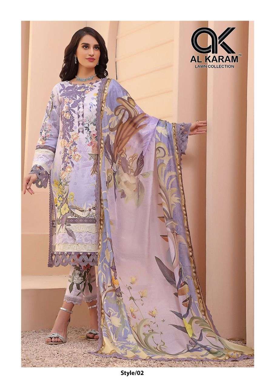 Al Karam Queens Court Cambric Cotton With Printed Pakistani suits ...