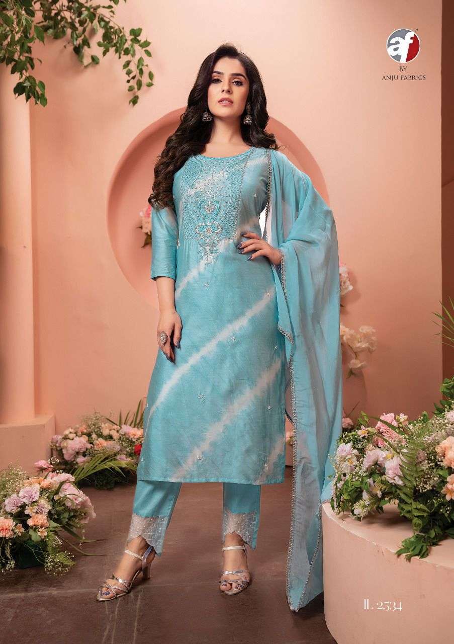 Anju Fabrics Inlook fancy Designer Handwork Readymade Suits collection ...