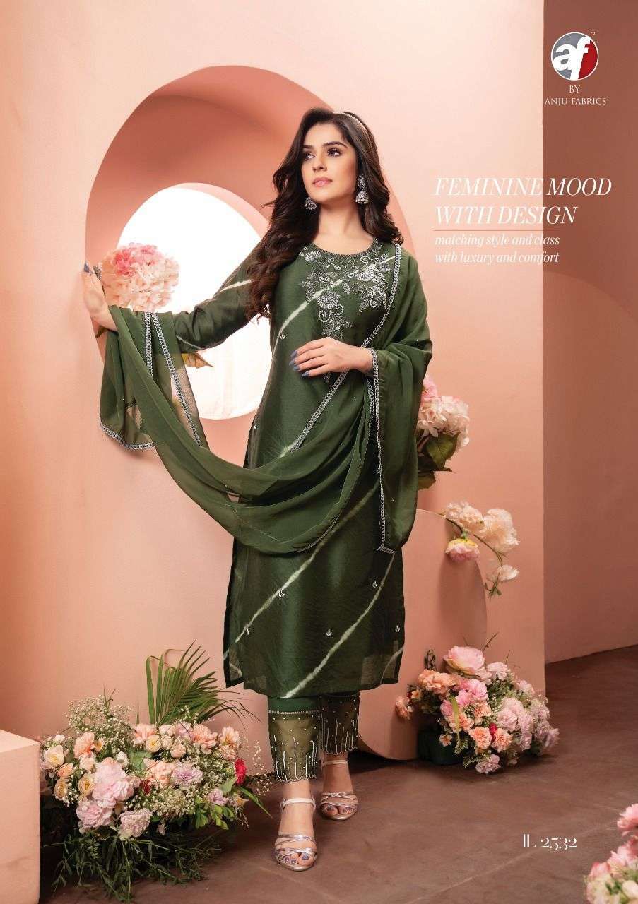 Anju Fabrics Inlook fancy Designer Handwork Readymade Suits collection ...